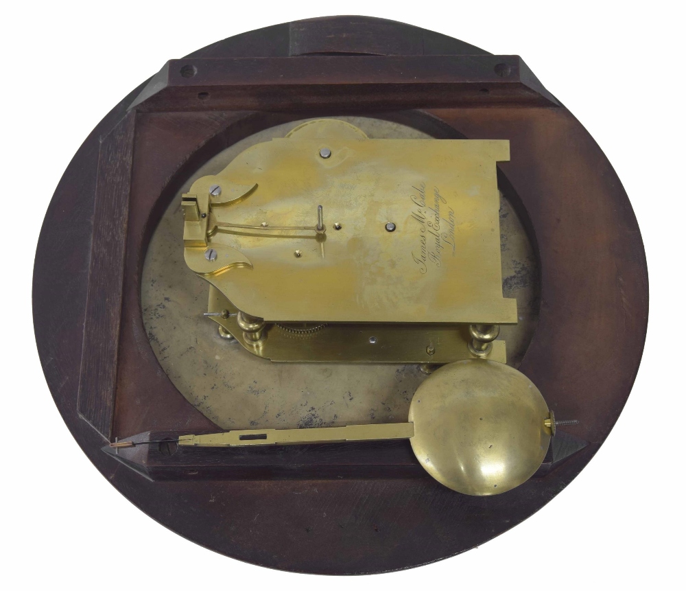Good English mahogany single fusee 12" convex dial wall clock signed ...