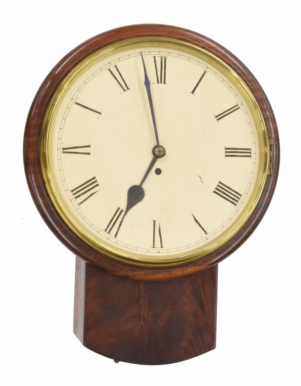 Mahogany single fusee 12" drop dial wall clock, within a turned ...