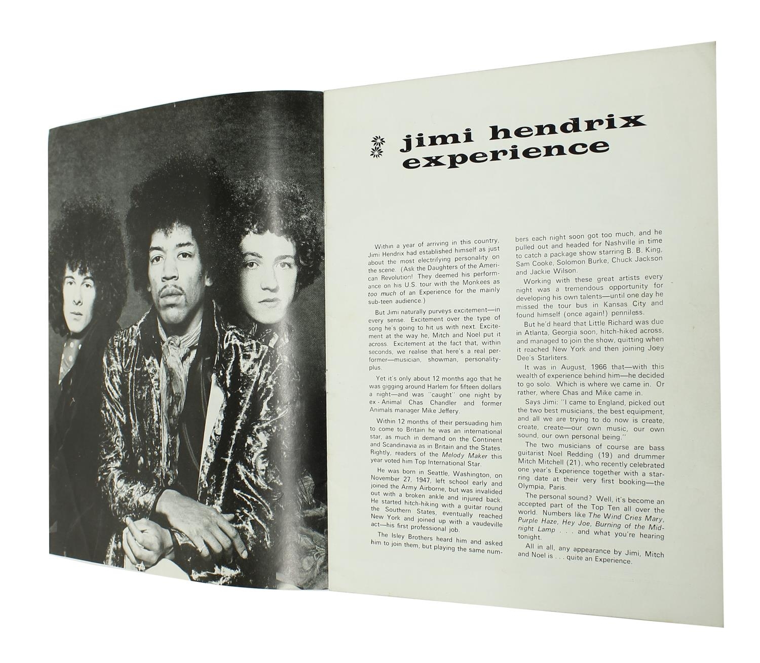 Original 1967 concert programme for The Jimi Hendrix Experience, The ...