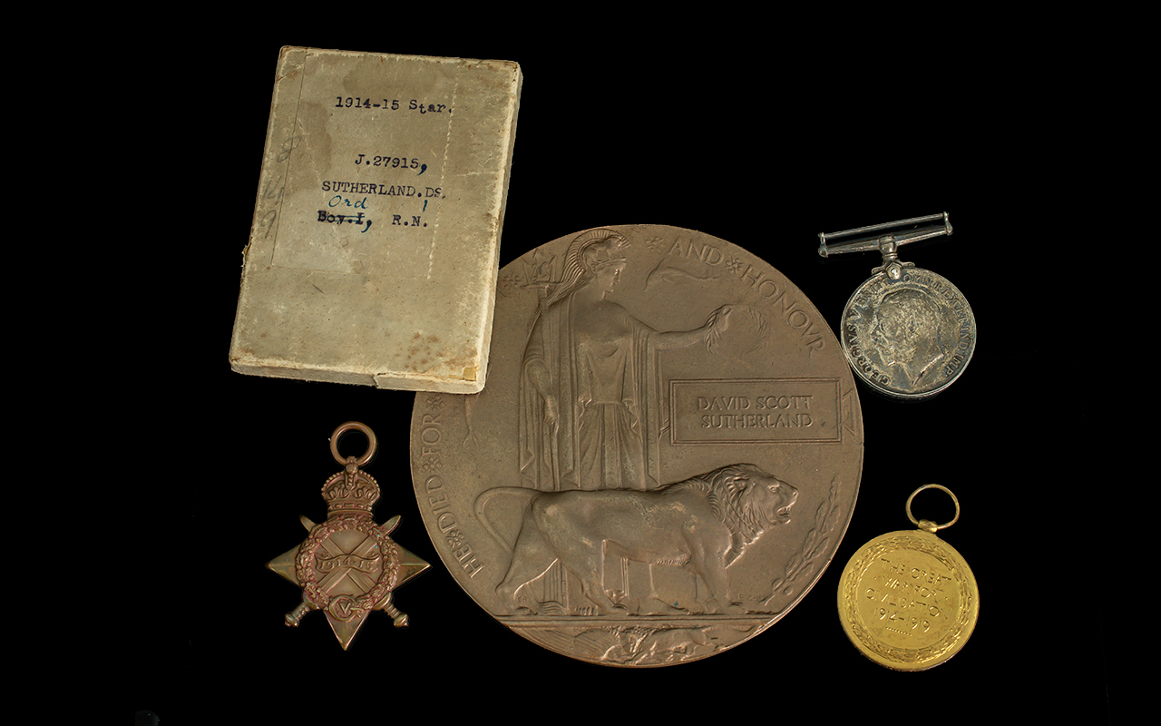 WW1 Death Plaque And Trio Of Three WW1 Medals Awarded To J 27915 D S ...
