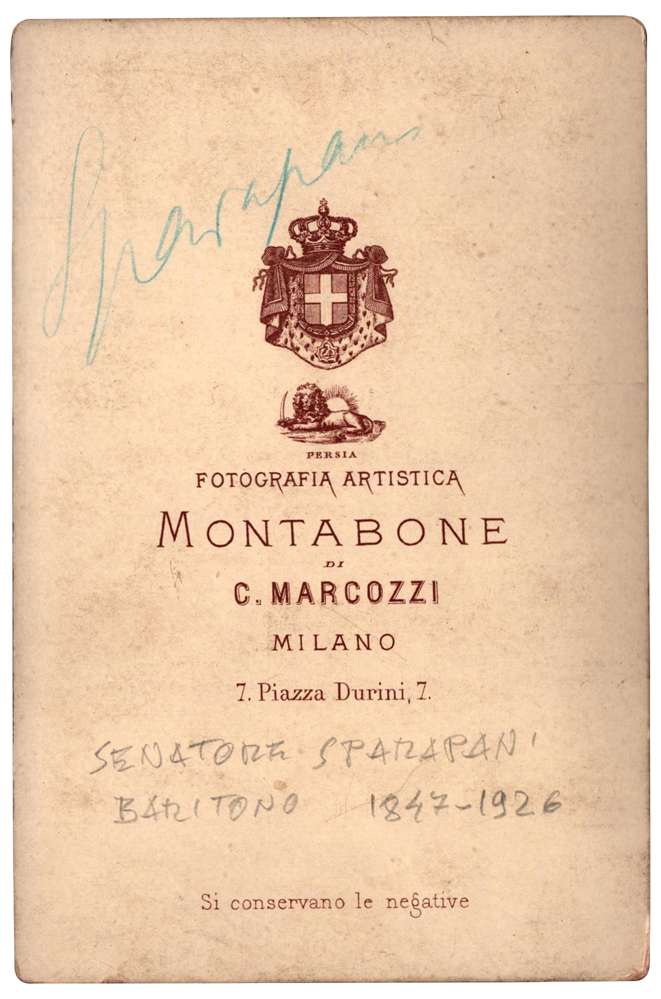 Senatore Sparapani (Roma 1847- Firenze 1926) Baritono Autografo su ...