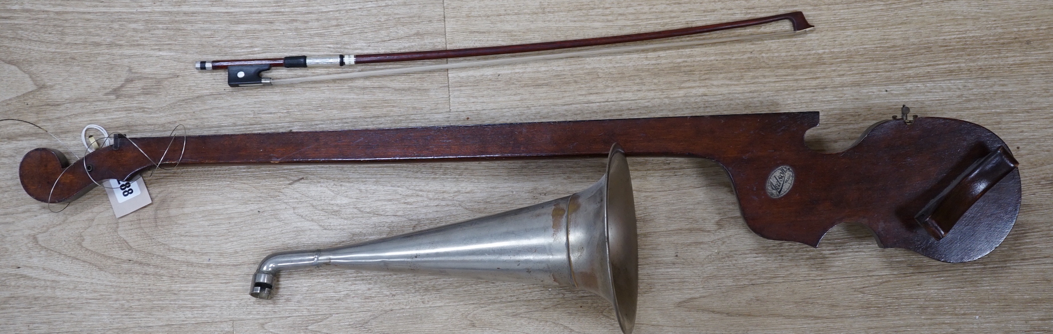 A 1920s Phono-fiddle by Jedson, with chrome horn and bow with simulated ...