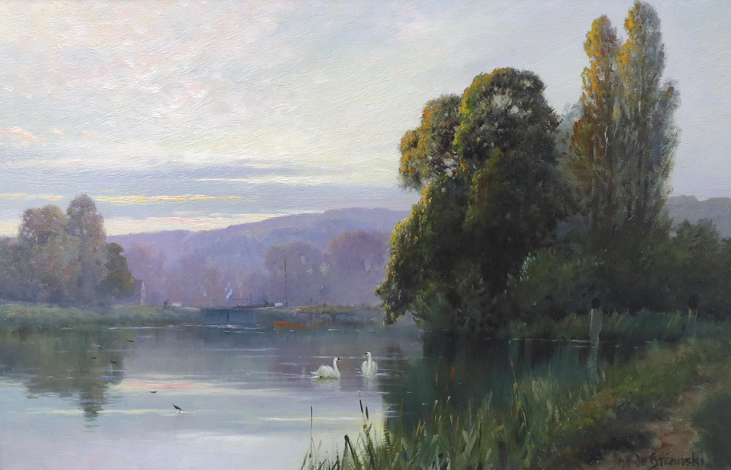 Alfred Fontville de Breanski Jr. (1877-1957) Temple Lock on the Thames ...