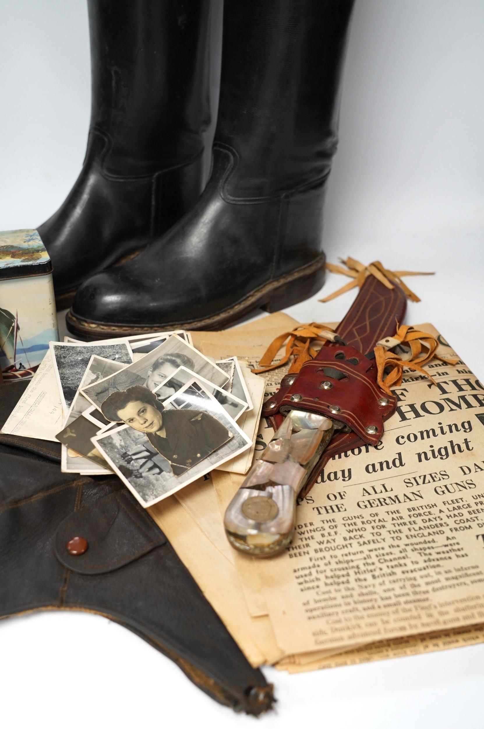 A collection of militaria and WWII related items including; three 1940s ...