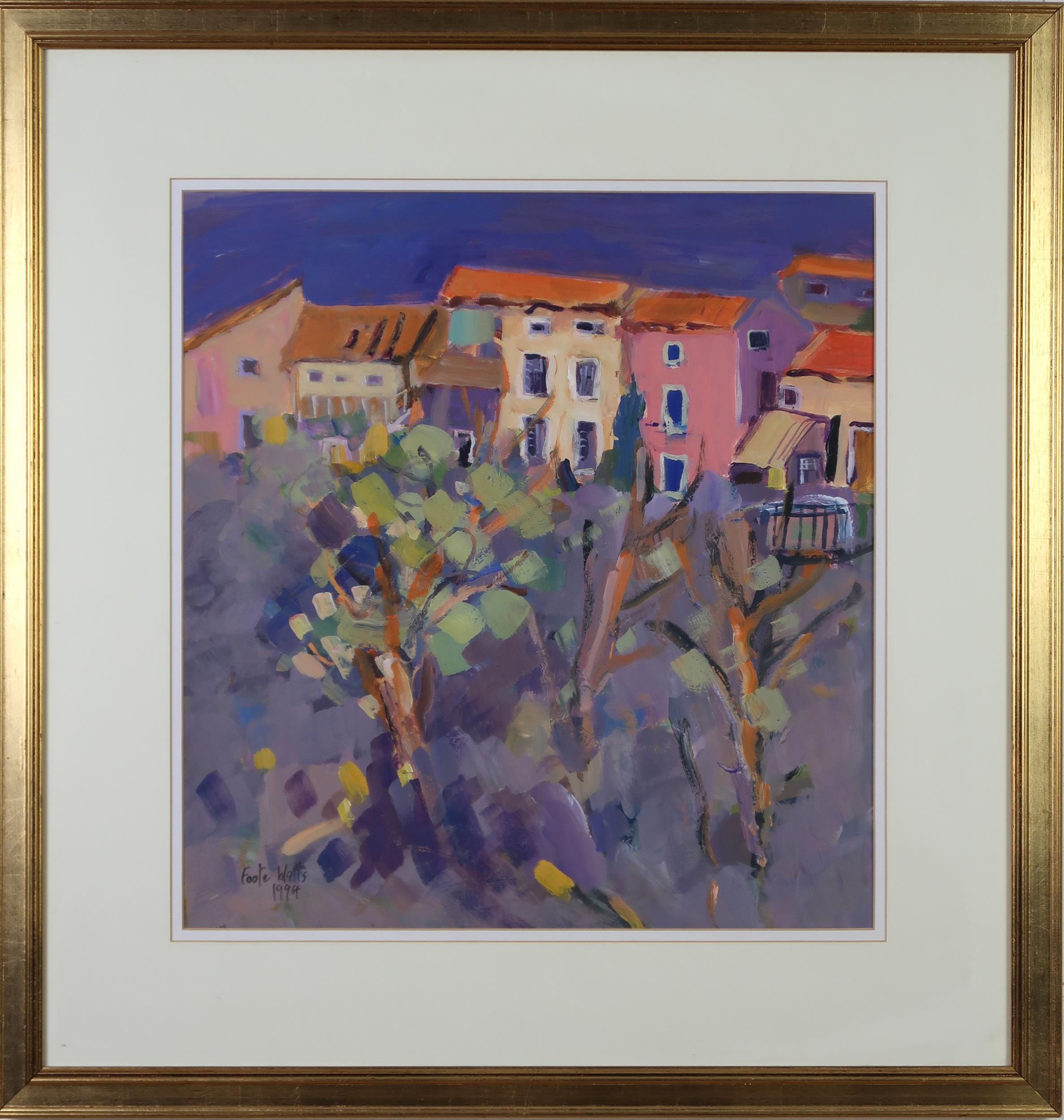 ENID FOOTE WATTS (SCOTTISH 1924-2003) HOUSES ROUSSILLON Acrylic, signed ...