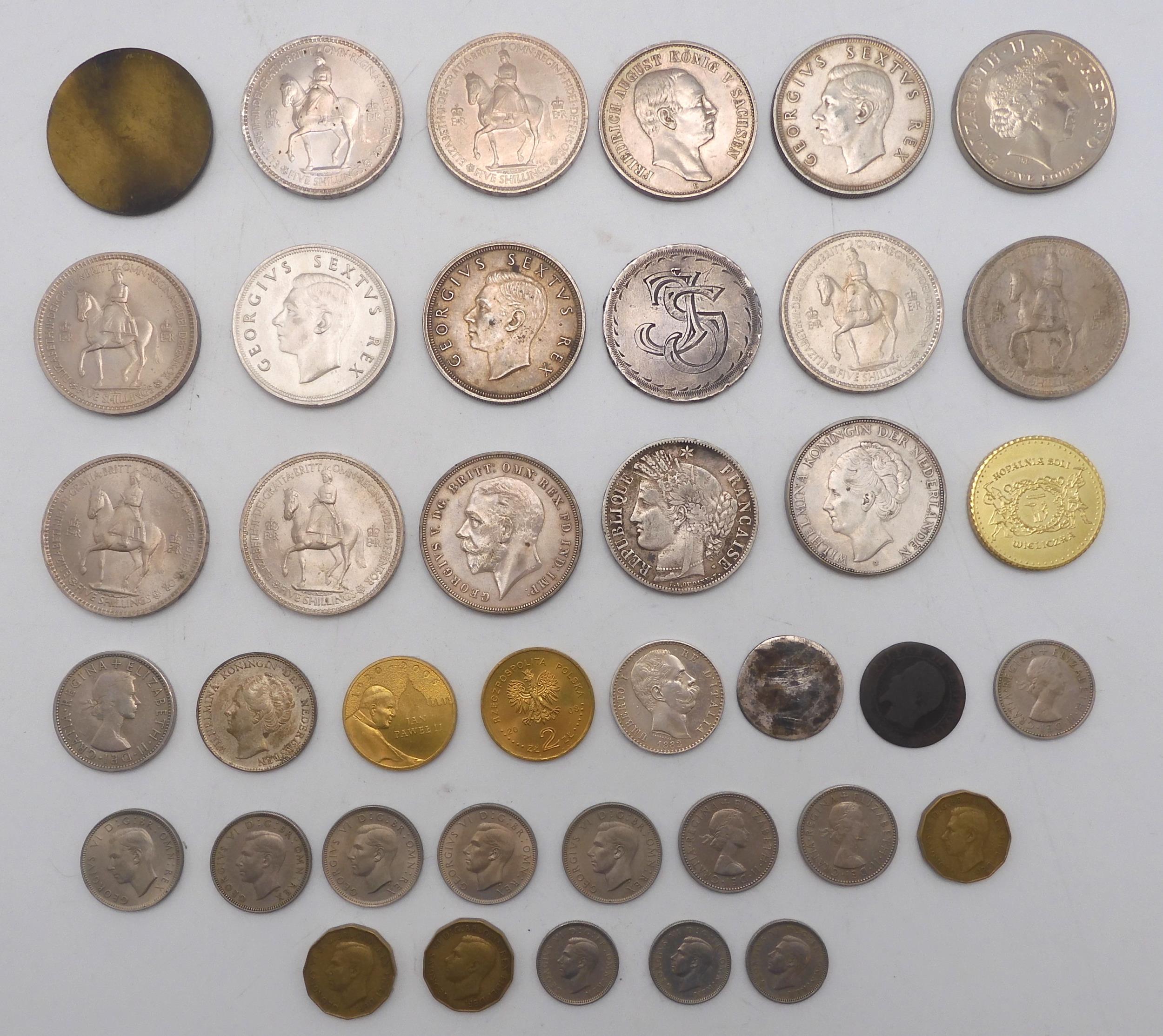 A lot comprising worldwide coins to include Italy 2 lira 1882 ...