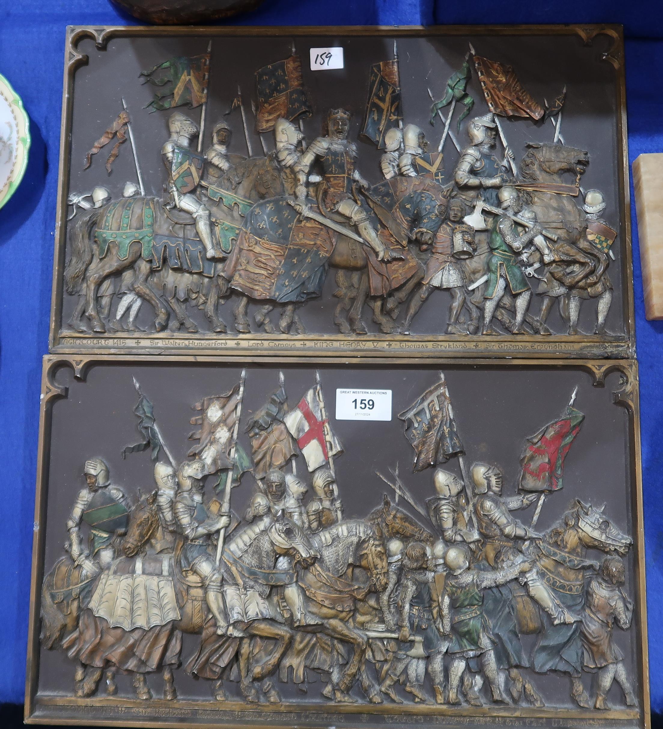 Two Marcus Designs plaques, each depicting Agincourt 1415 with King ...
