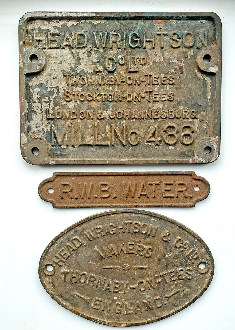 A trio of cast iron plates all ex Simmer & Jack Mines in South Africa ...