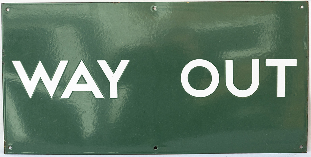 Southern railway enamel station platform sign WAY OUT. In very good ...