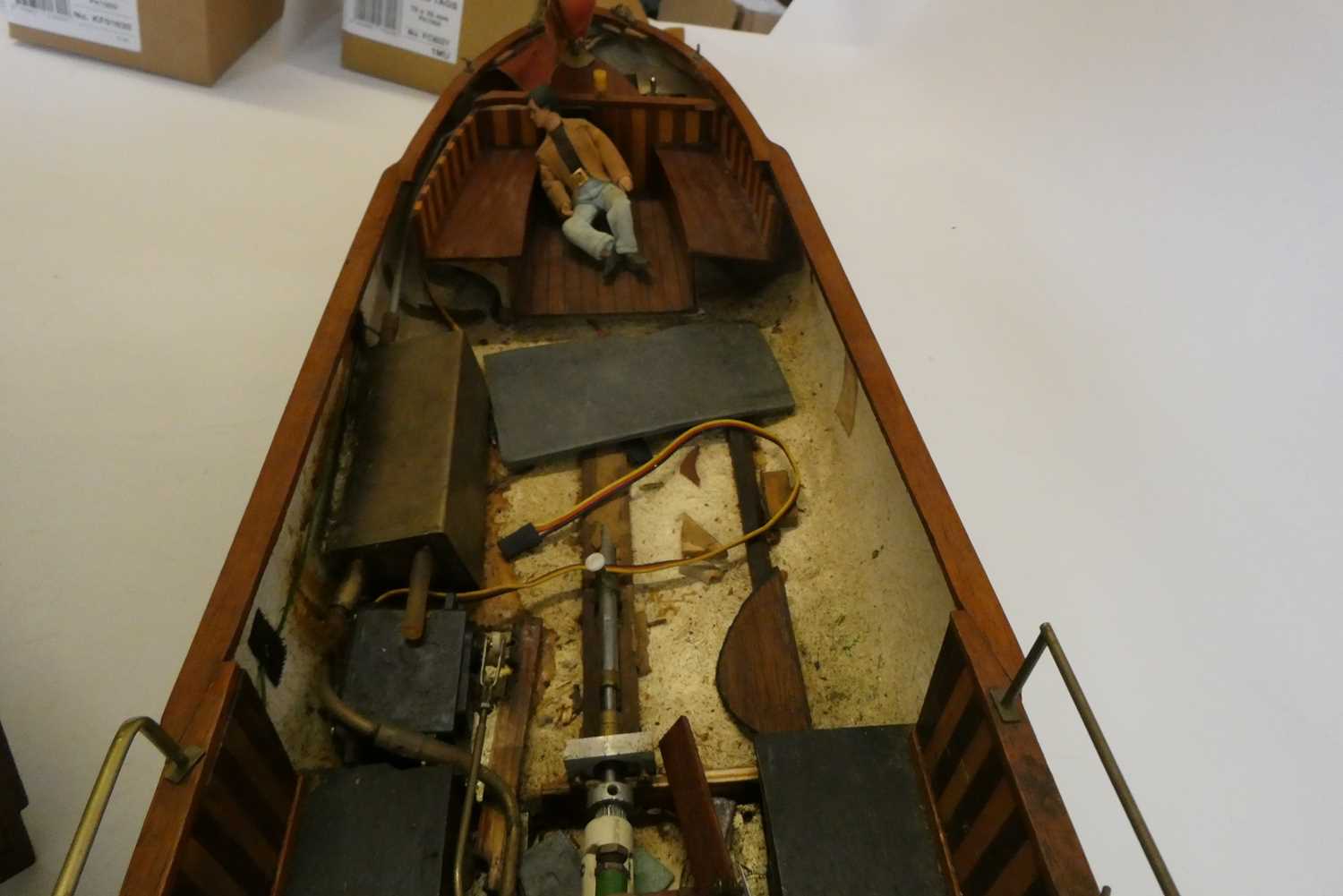 Model steam pleasure launch, fibreglass hull, wooden superstructure ...