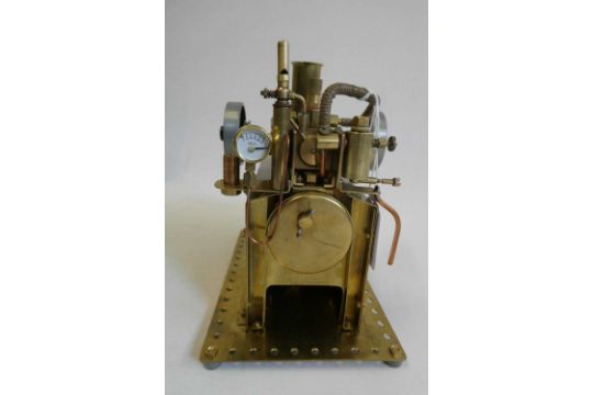 Brass twin cylinder over type steam engine, made using some Mamod parts ...