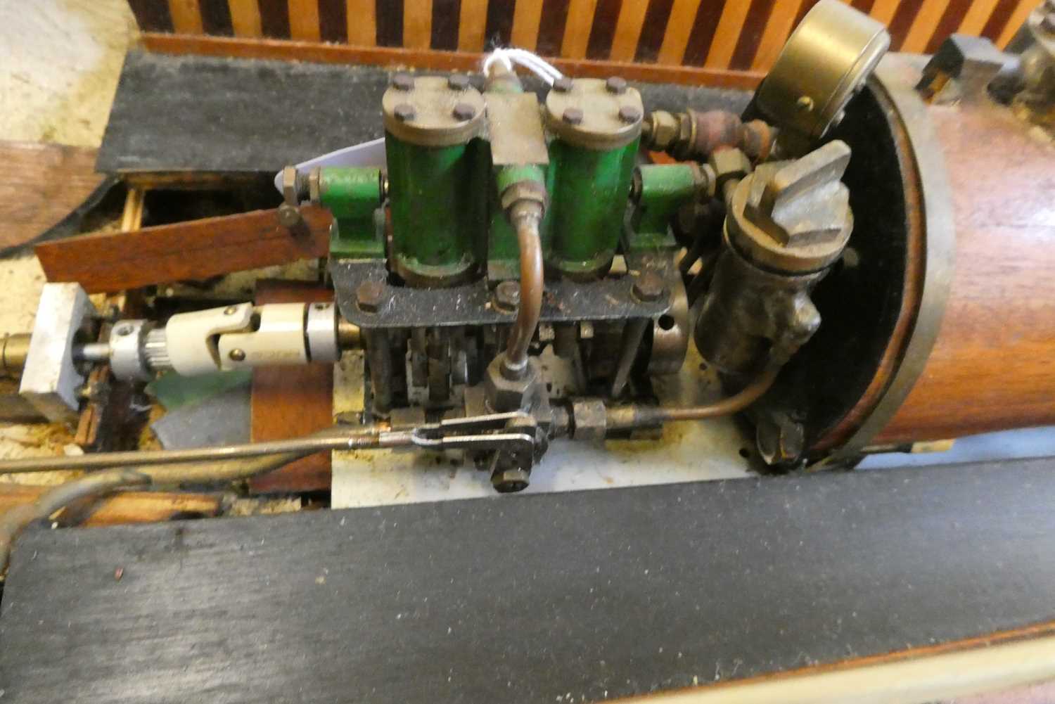 Model steam pleasure launch, fibreglass hull, wooden superstructure ...