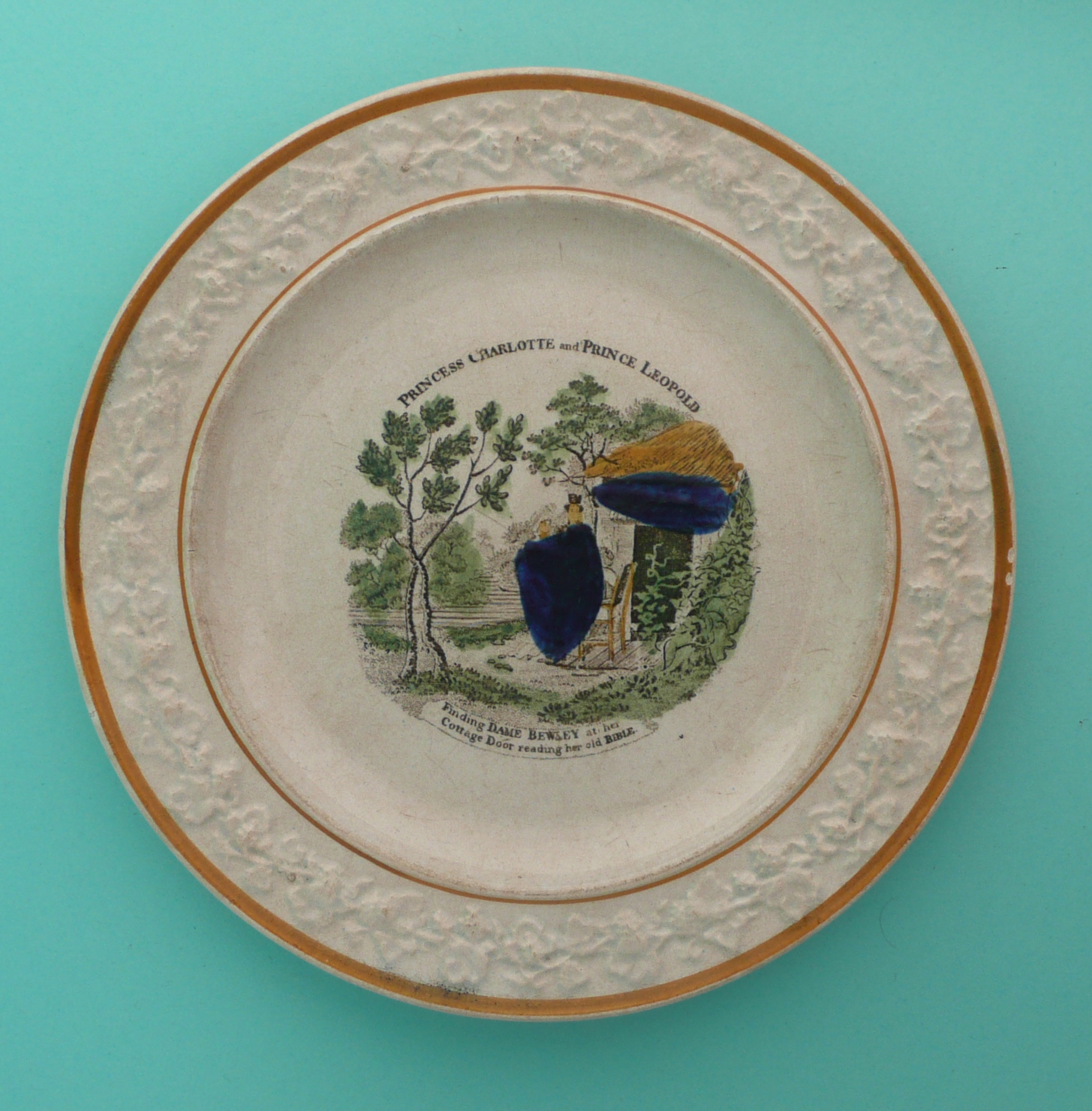 Princess Charlotte: a nursery plate by A. Stevenson with moulded border ...
