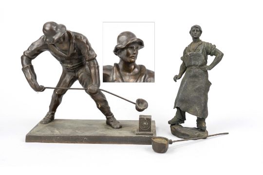 Erich van den Driesch (1878-c.1915), Eisengießer, patinierte Bronze auf ...