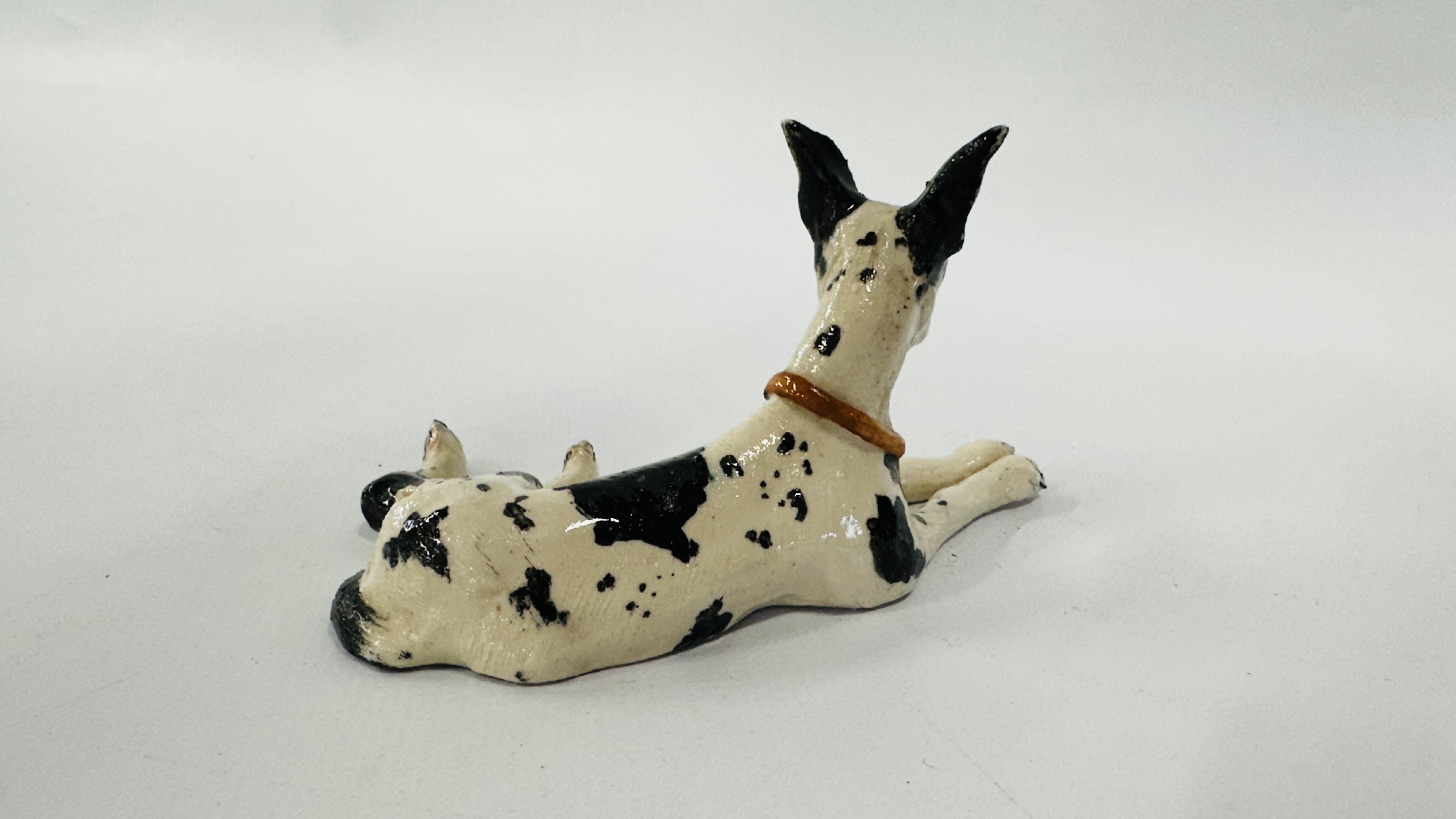 A STUDIO POTTERY STUDY OF A GREAT DANE SIGNED BASIL MATTHEWS.