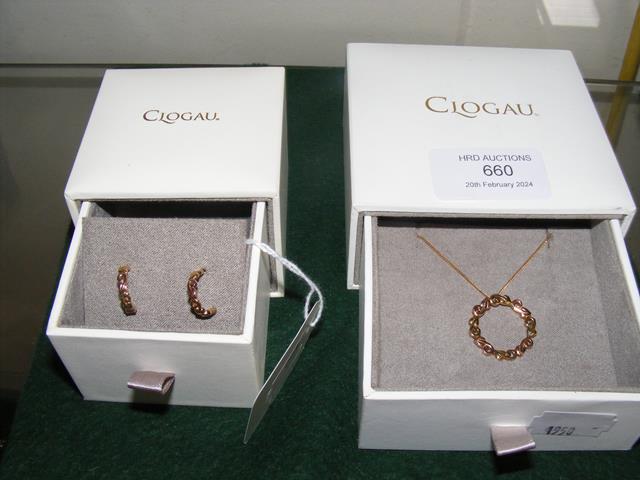 A Clogau gold pendant on chain in original box, together with the ...