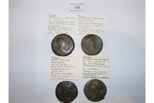 Four Roman Drachma coins of Trajan (AD98-117) - Alexandra Mint