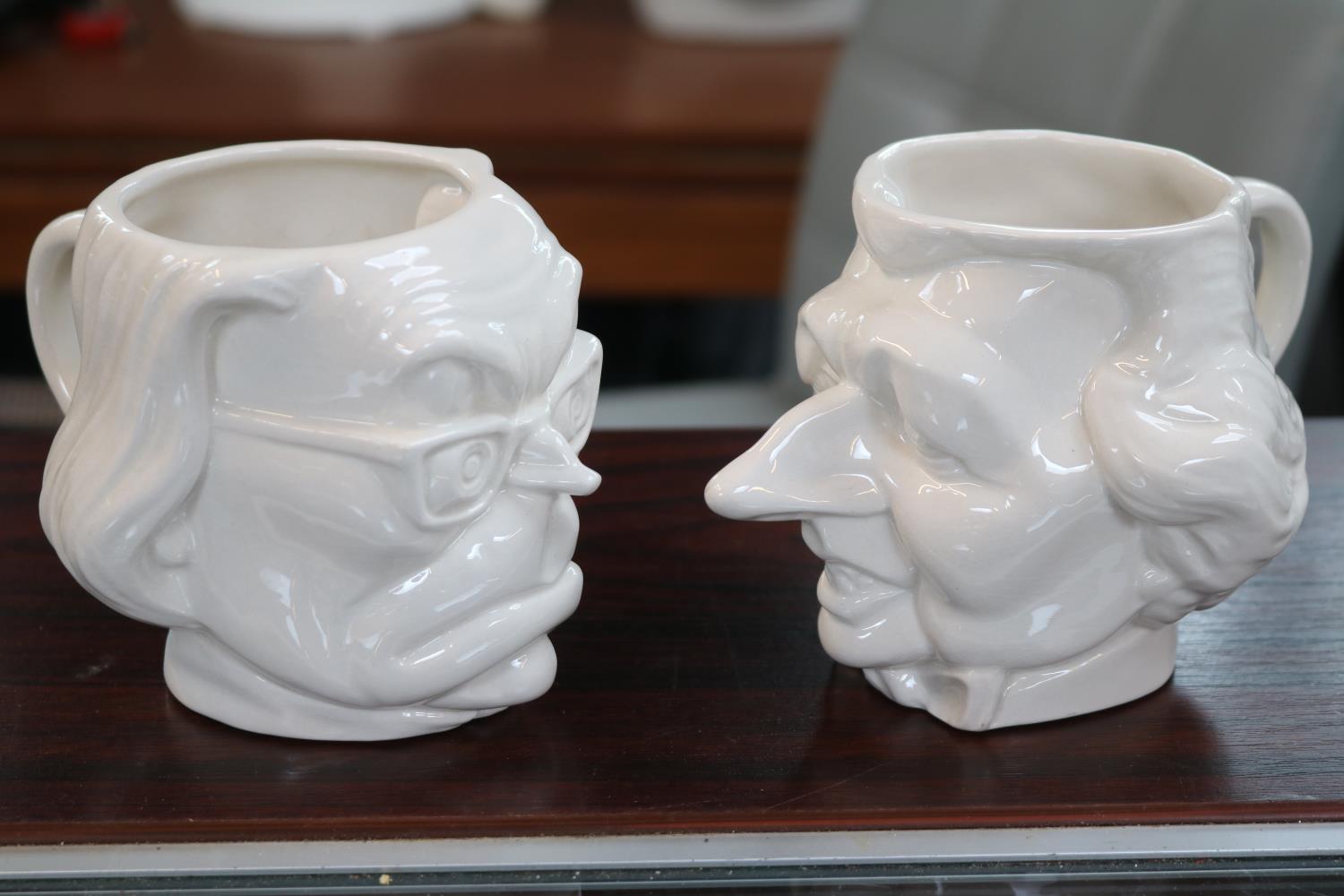 Interesting Blanc de chine Mug of Margaret Thatcher and Dennis Thatcher