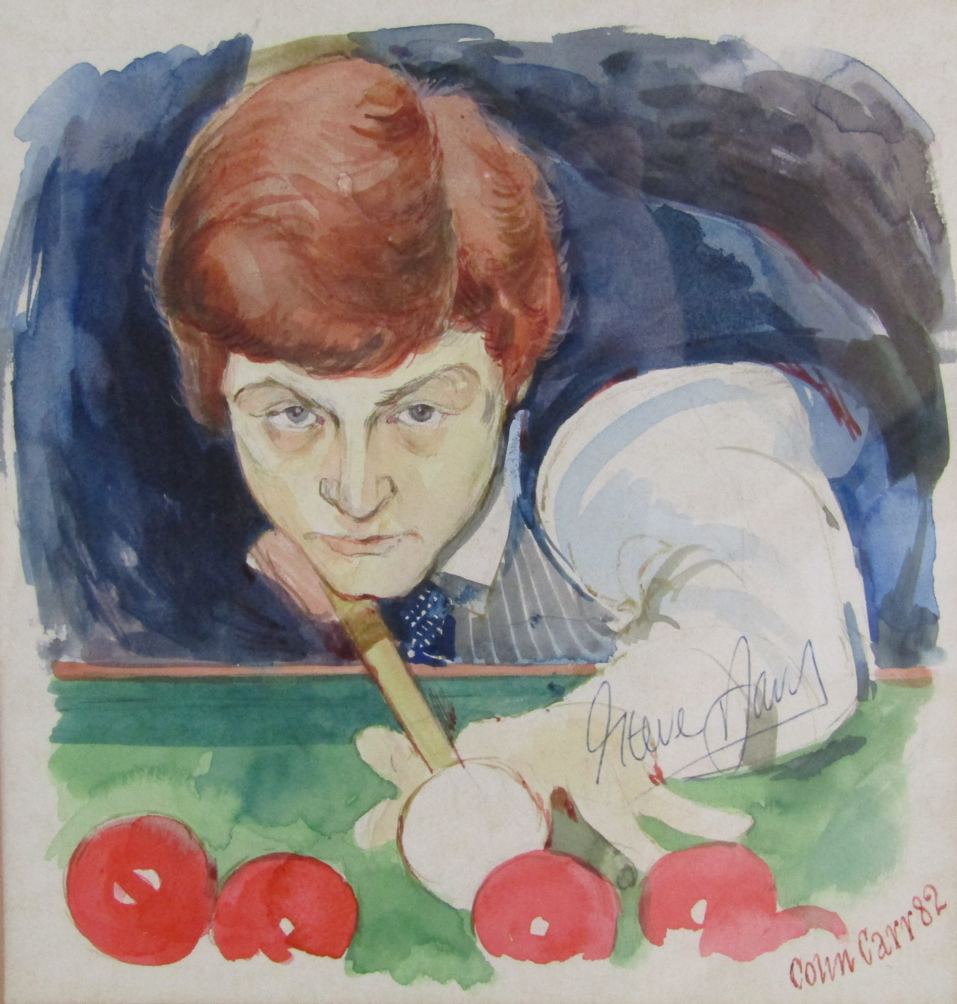 Original Colin Carr watercolour 'Steve Davis' autographed by Steve ...