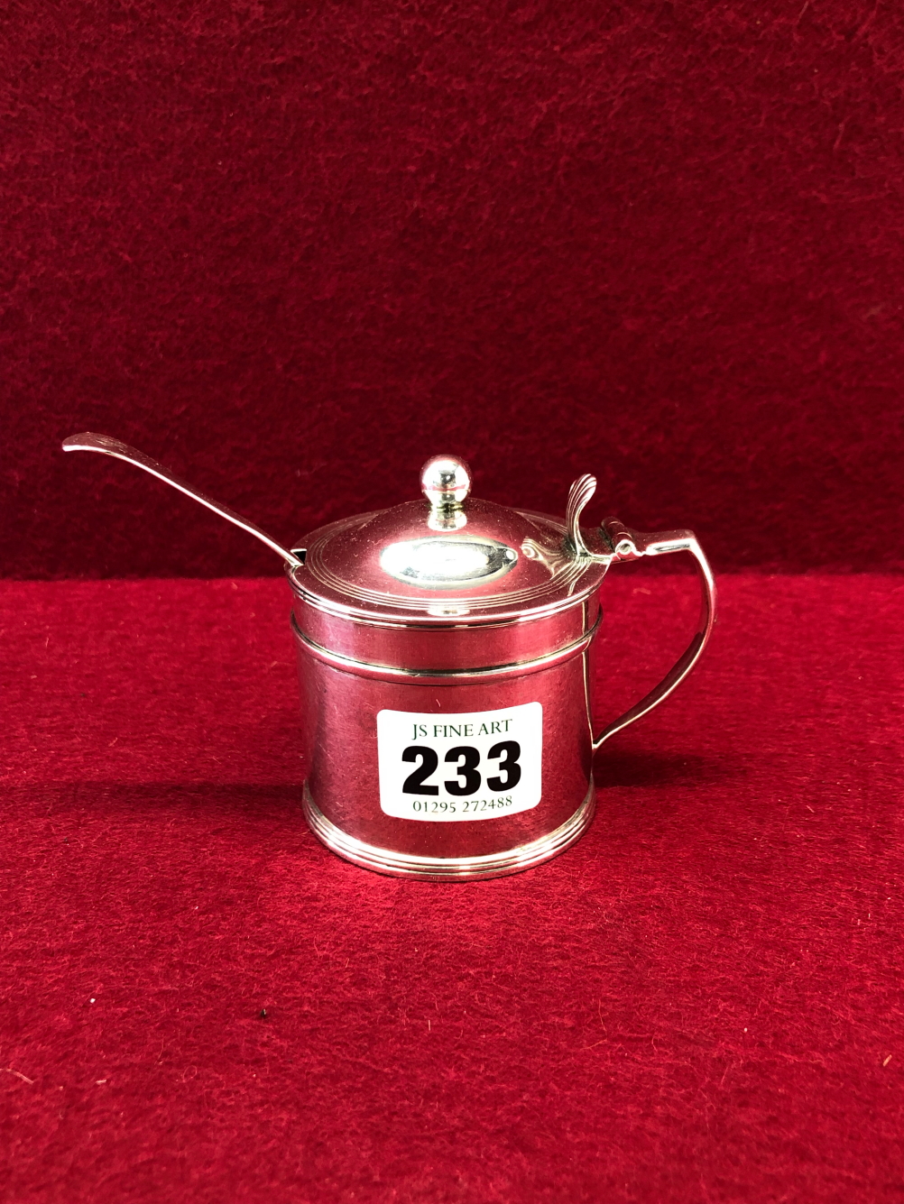A GEORGE III SILVER DRUM MUSTARD, LONDON 1809, THE HINGED LID WITH ...