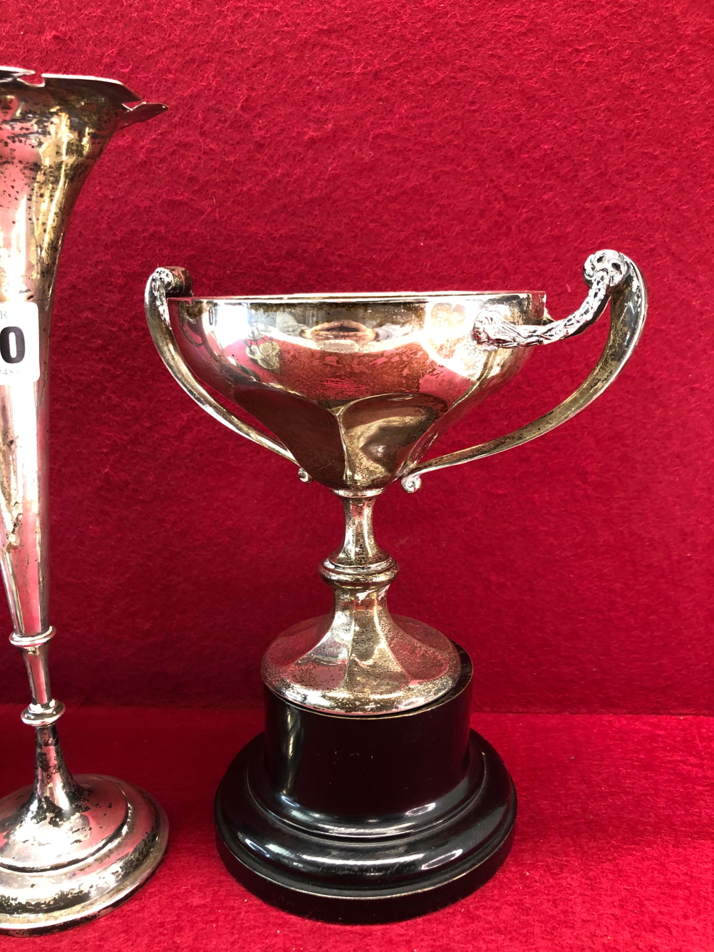 TWO SIMILAR TWO HANDLED TROPHY CUPS AND STANDS BY ELKINGTONS ...