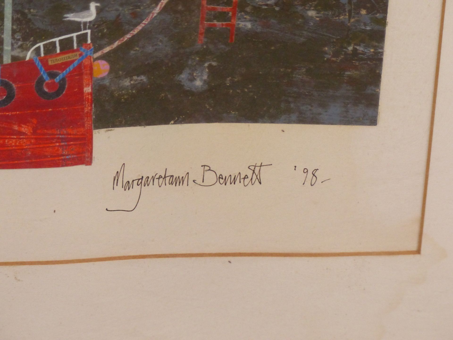 MARGARETANN BENNETT (B.1968) SCOTTISH ARR, HOUSES BY A HARBOUR, SIGNED ...