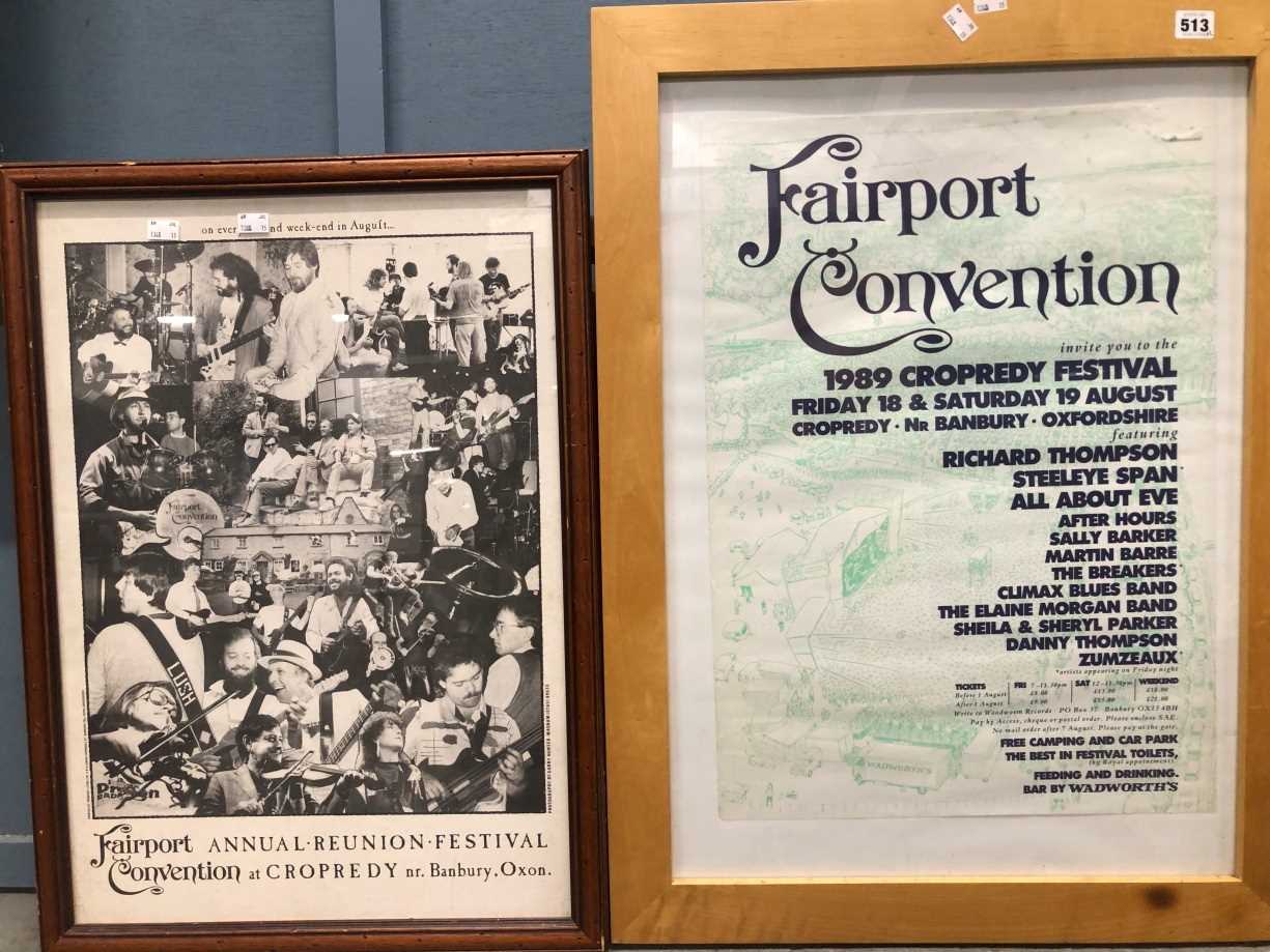Fairport Convention, 2 framed posters, 1989 Cropredy Festival, another ...