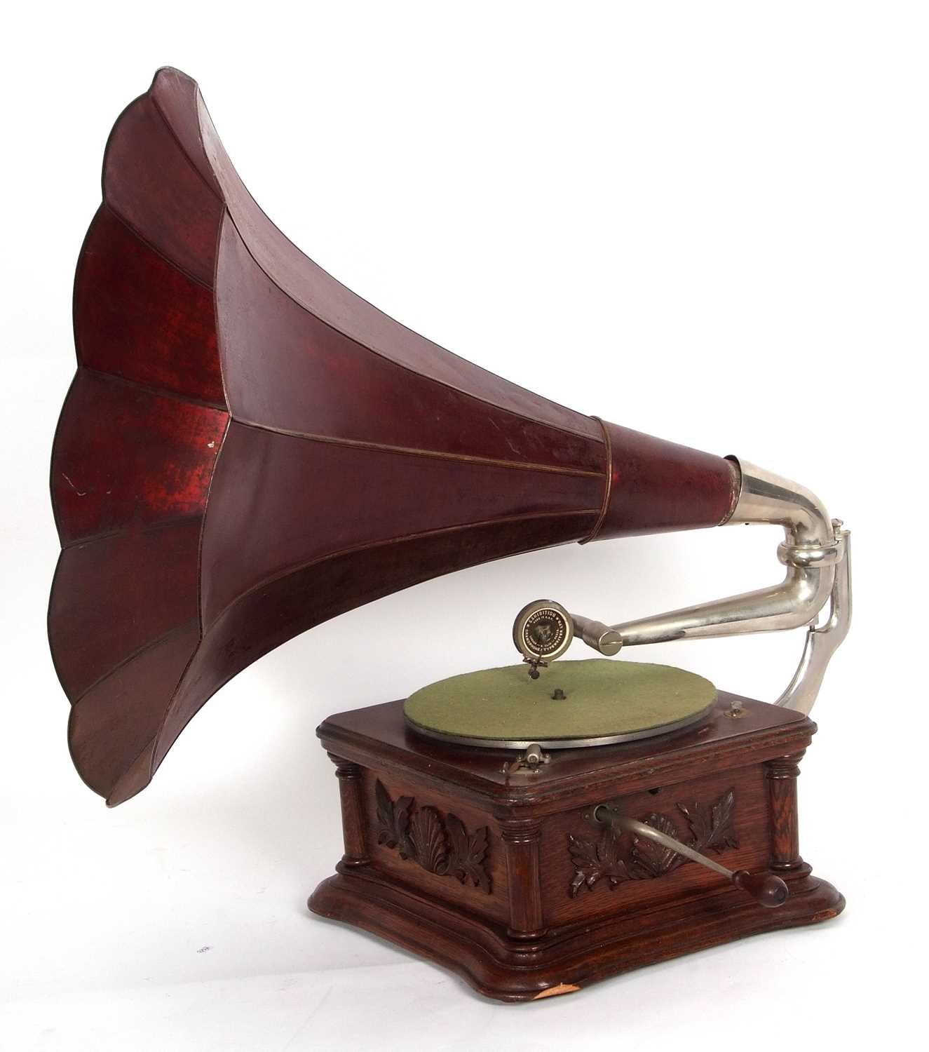 A Monarch Gramophone by The Gramophone & Typewriter Ltd with maroon ...