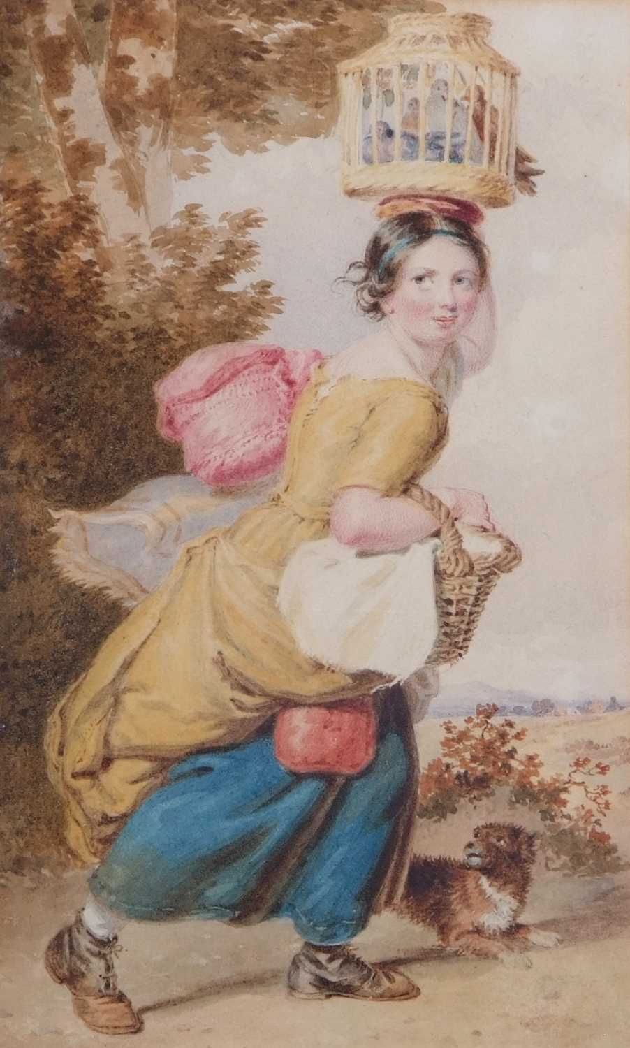 Thomas Heaphy RA (British,1775-1835), 'A girl with a basket of pigeons ...