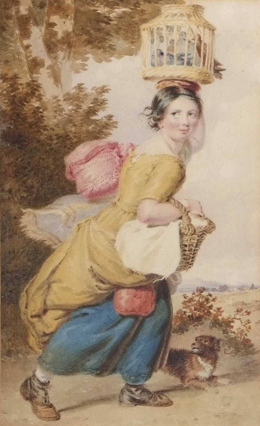 Thomas Heaphy RA (British,1775-1835), 'A girl with a basket of pigeons ...