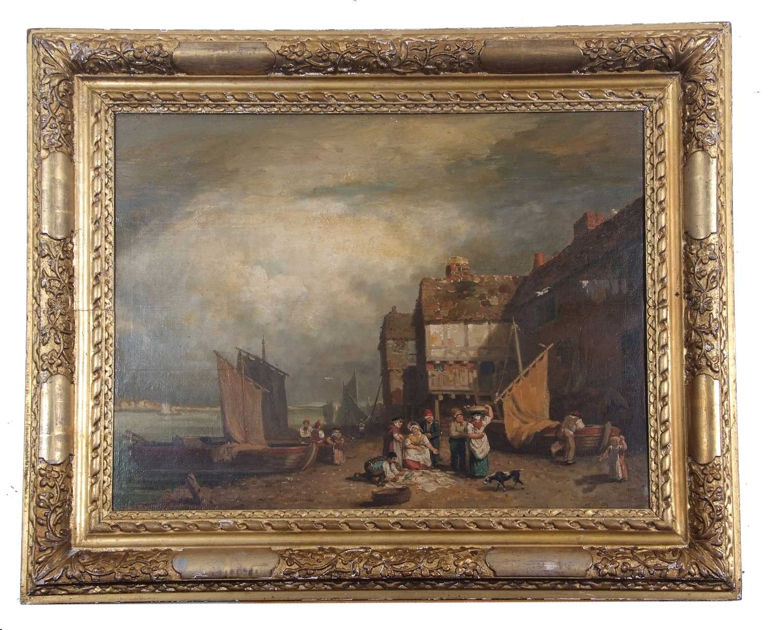 Circle of John Crome (1768-1821), Fisherfolk at the River Yare, oil on ...