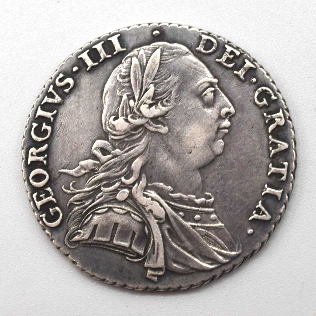 George III 1760-1820, silver 1787 sixpence with semee of hearts