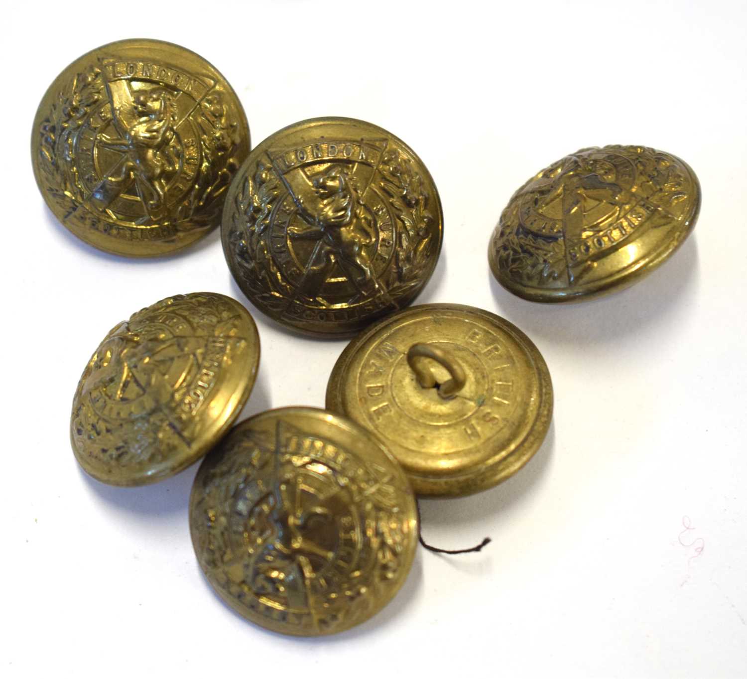 Quantity of military buttons to include Victorian London Scottish ...