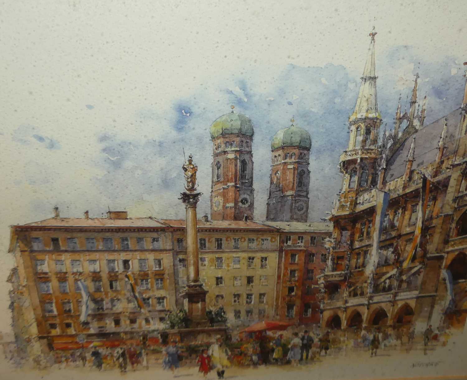 Nitschke - set of four colour prints of continental street scenes ...