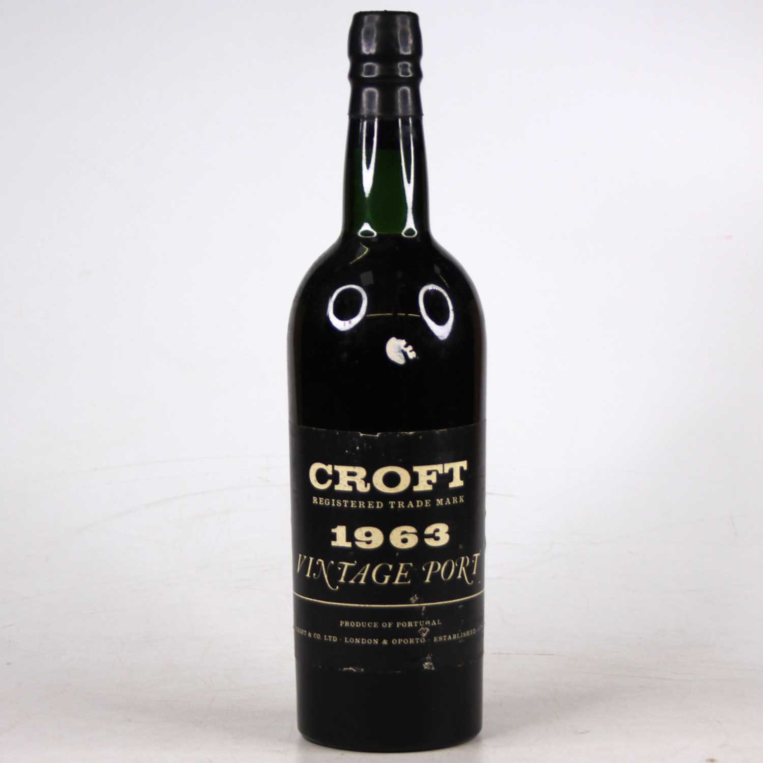 Croft vintage port, 1963, one bottle Ullage is upper shoulder.Capsule ...