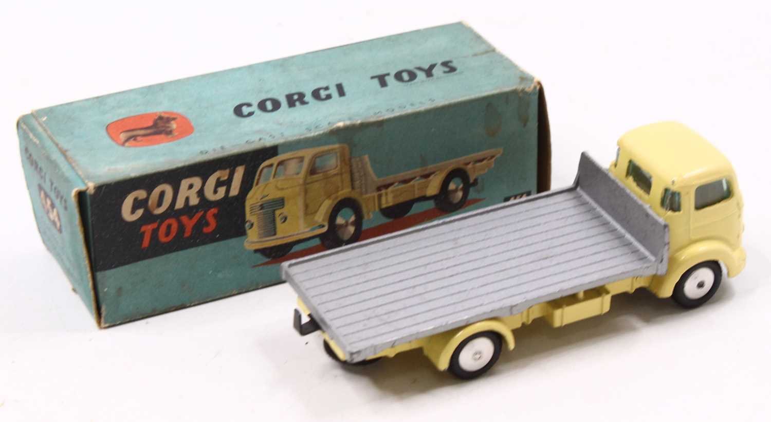 Corgi Toys, 454, Commer 5 Ton Platform Lorry, yellow cab and chassis ...