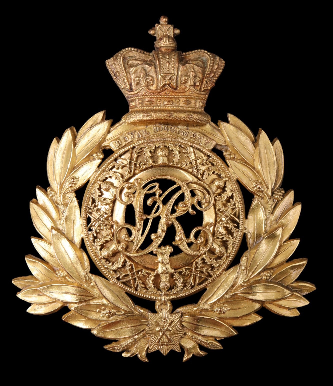 A Victorian 1st (Royal Scots) Regiment of Foot officer's shako plate