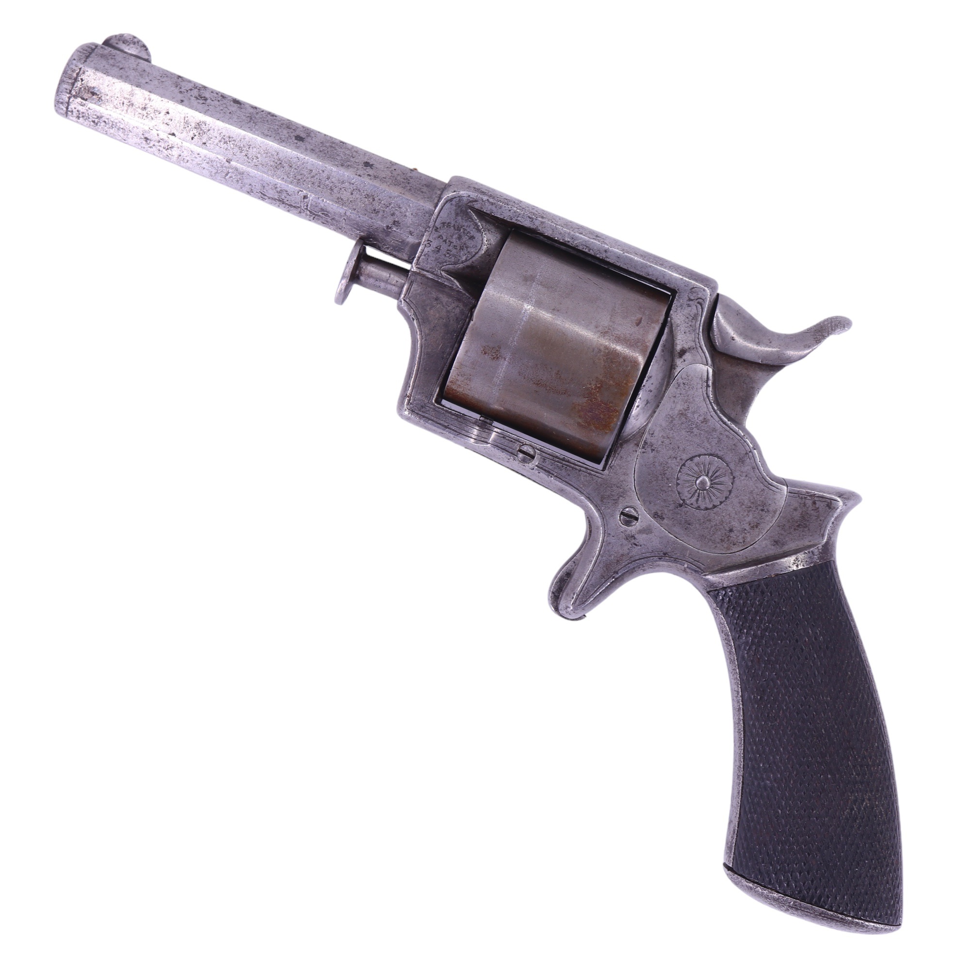 A Victorian Tranter patent single-action rimfire revolver, having a 3.5 ...