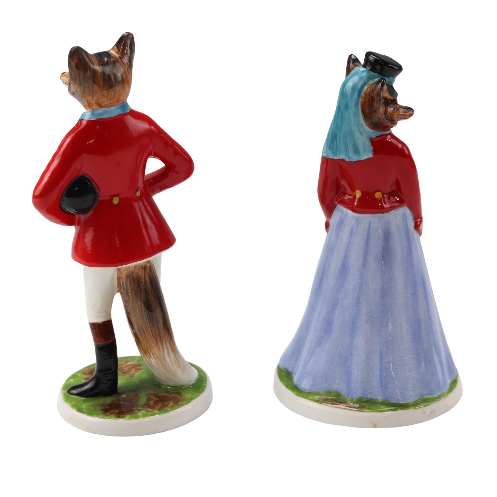 Two Aynsley hand-painted "Sir Charles Fox" and "Lady Fox" figurines ...
