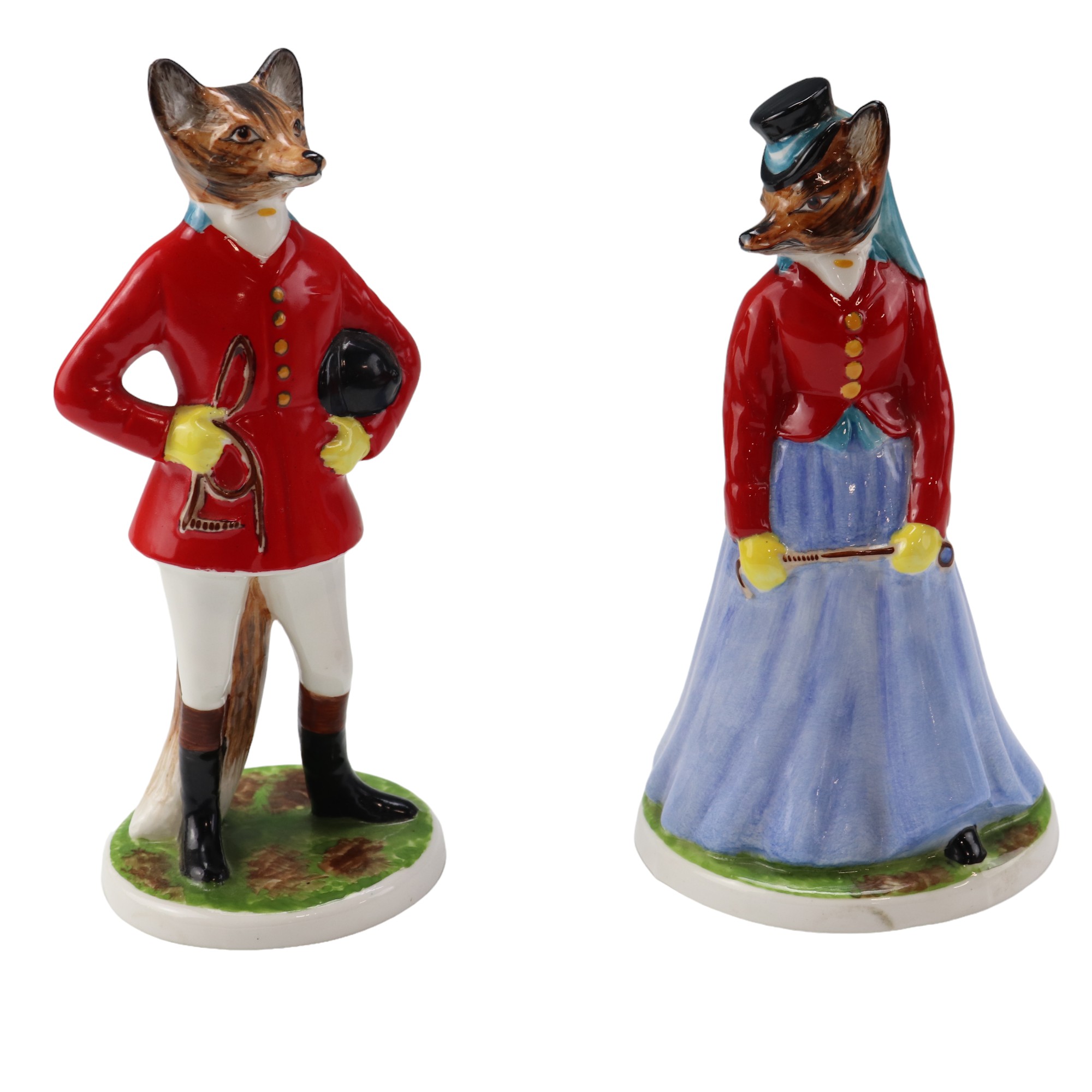Two Aynsley hand-painted "Sir Charles Fox" and "Lady Fox" figurines ...