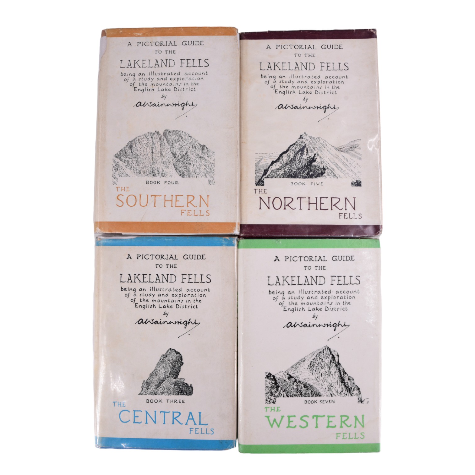Alfred Wainwright, "A Pictorial Guide to the Lakeland Fells" four ...