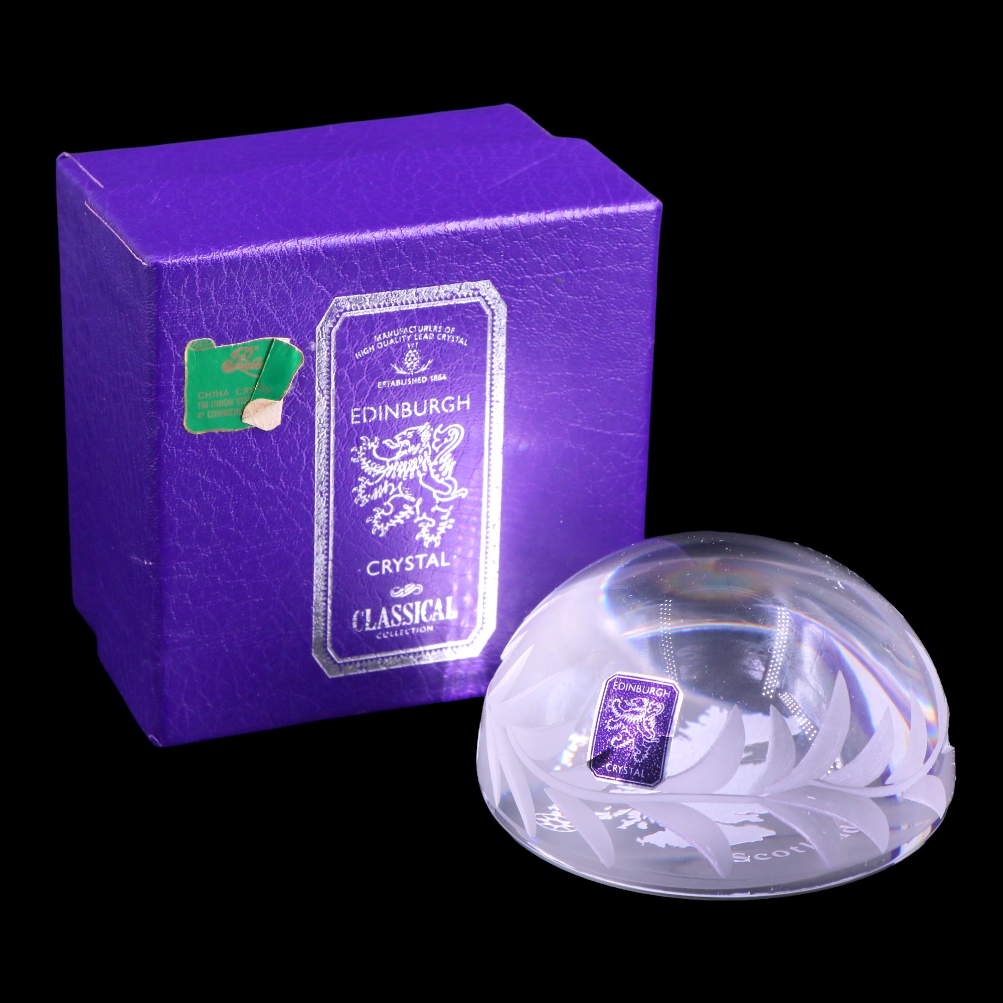 An Edinburgh Crystal Classical Collection map of Scotland paperweight ...
