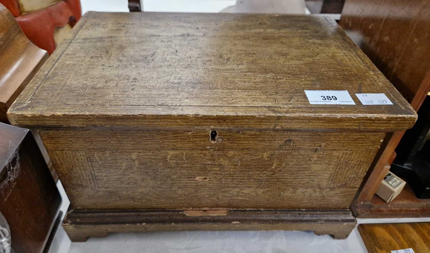 A 19th century Scottish apprentice-made stained, scumbled pine kist ...