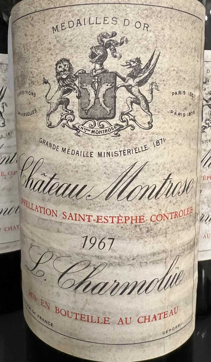 Six bottles of Château Montrose 1967, L. Charmolue, 75cl.