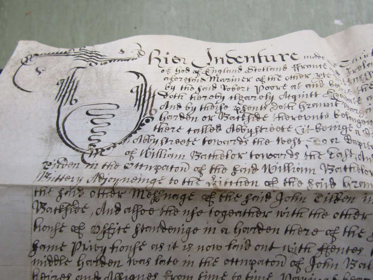 A box containing a large selection of early indentures Approx. 40 ...