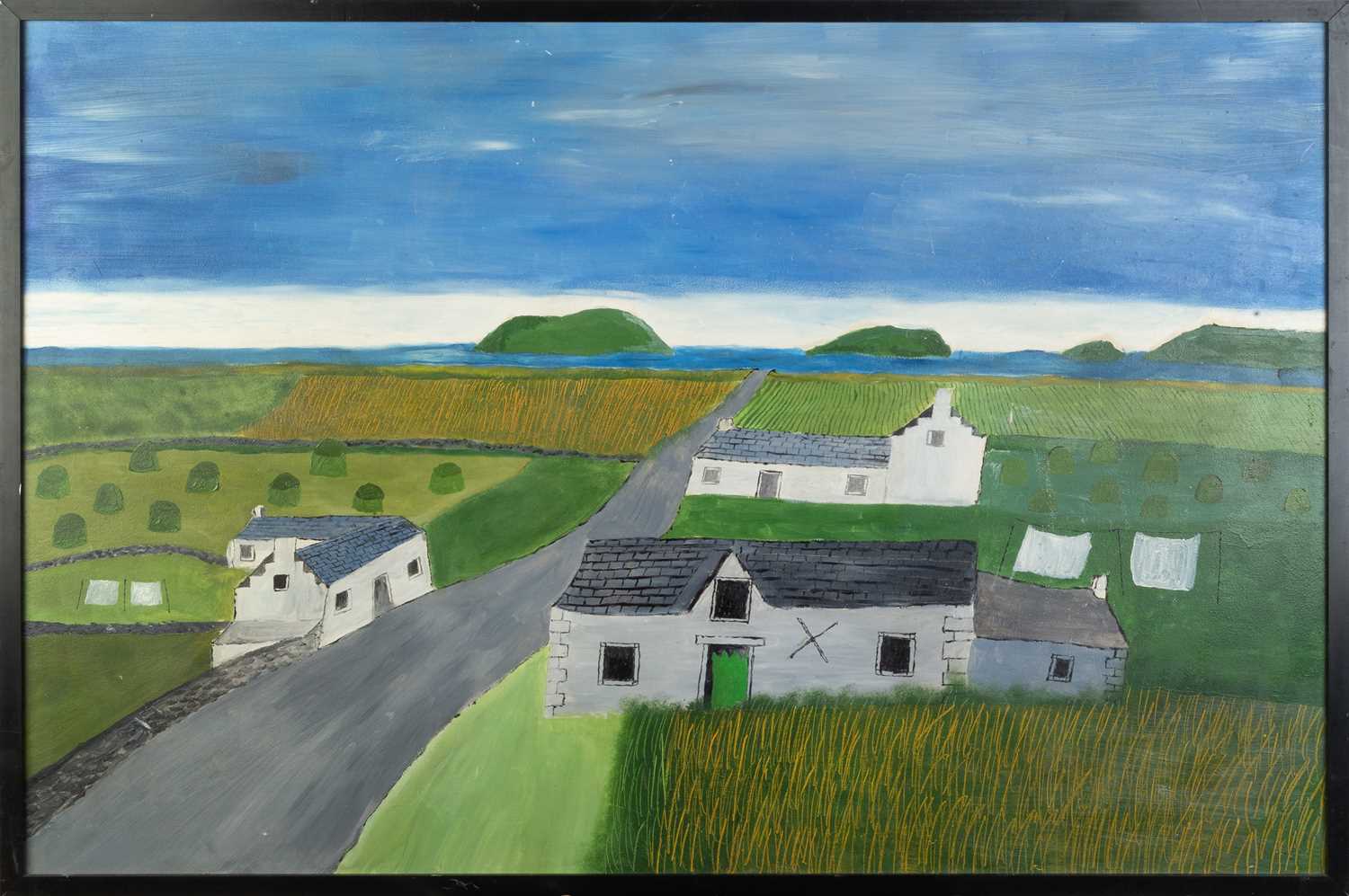 Attributed to David Humphreys (b.1937) Irish Landscape with Cottages ...