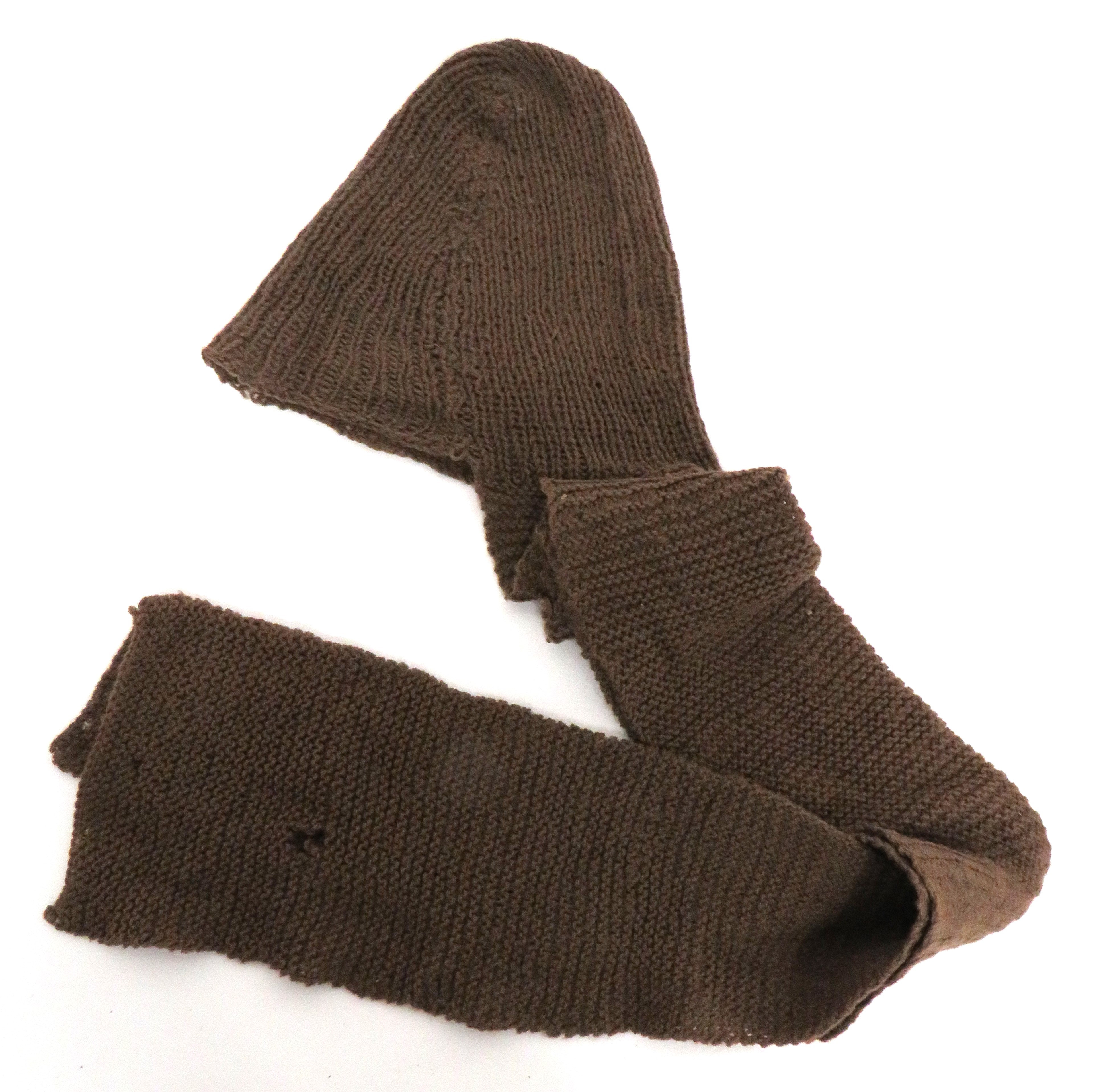 WW1 Pattern Balaclava Helmet With Joined Scarf brown woollen, knitted ...