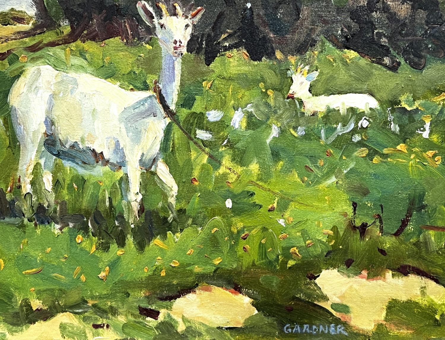 Keith Gardner RCA "Two goats in the Clwyds" oil on board, signed, 39 x ...