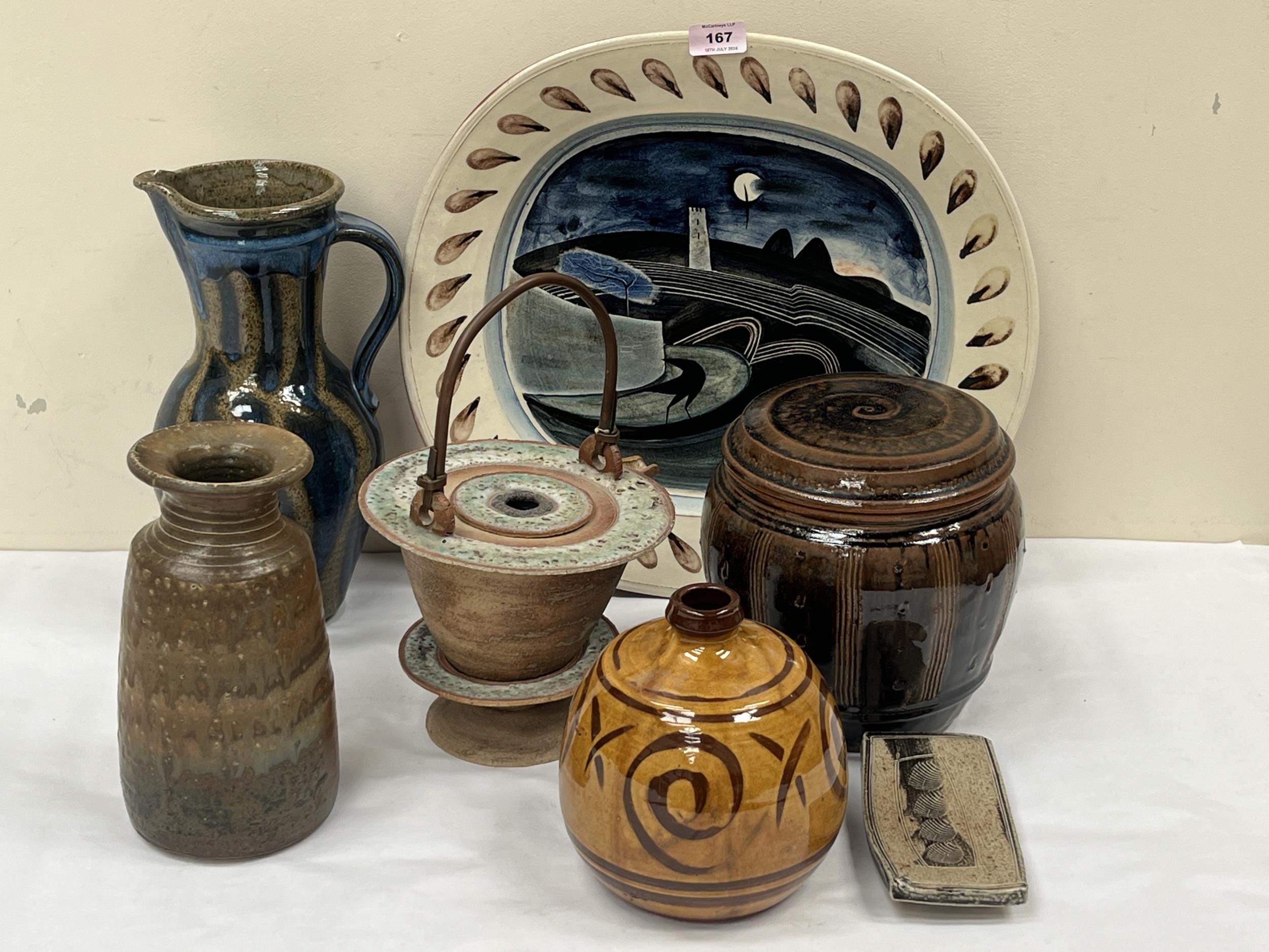 A collection of studio pottery.