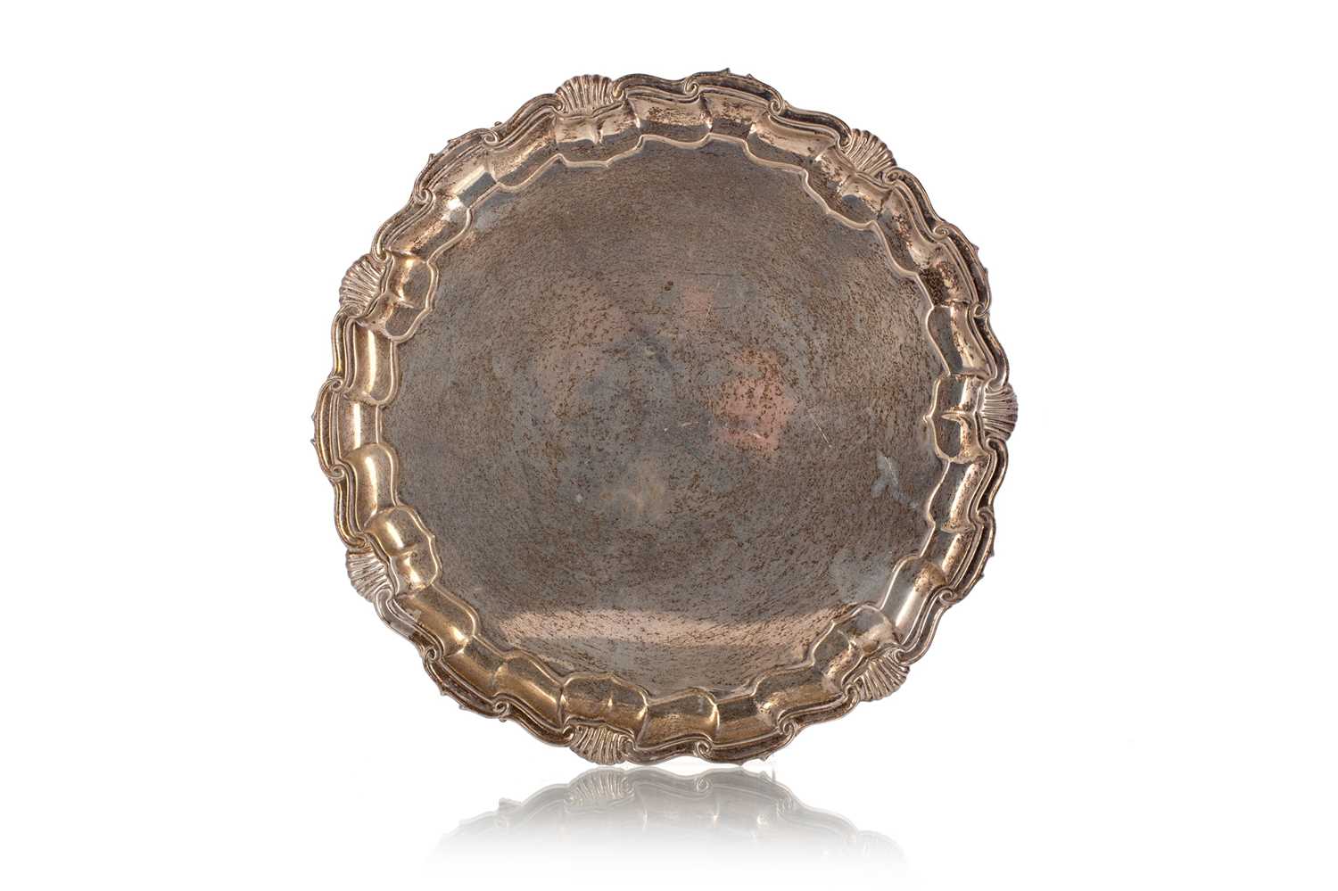 GEORGE V SILVER SALVER, MAPPIN & WEBB, SHEFFIELD 1921 with scalloped ...